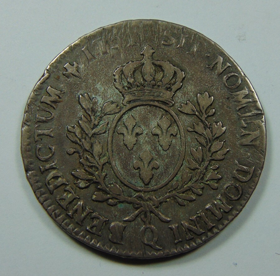VERY RARE 1751-Q FRANCE 1 ECU .917 SILVER LOUIS XV COIN ~ PERPIGNAN ...