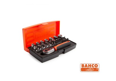 Bahco 1/4" Drive Ratchet With Hex Sockets Metric 25 Piece Mini Set In ...