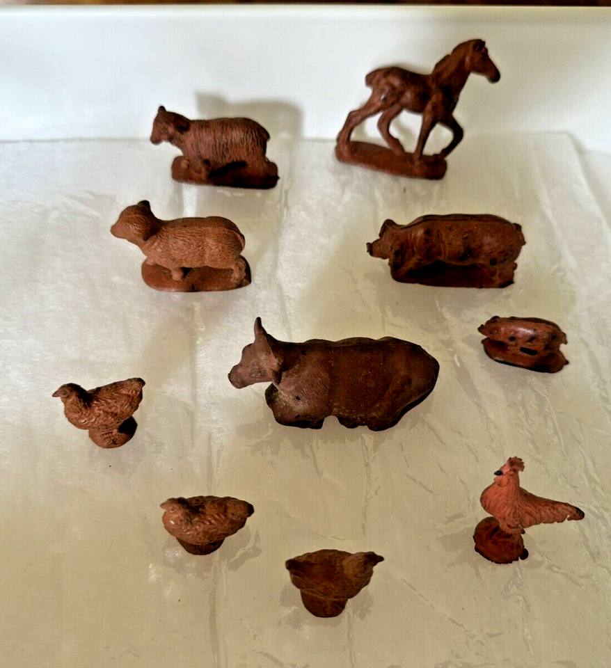 Large lot 27+ vintage farm animal figurines composition England Goat ...