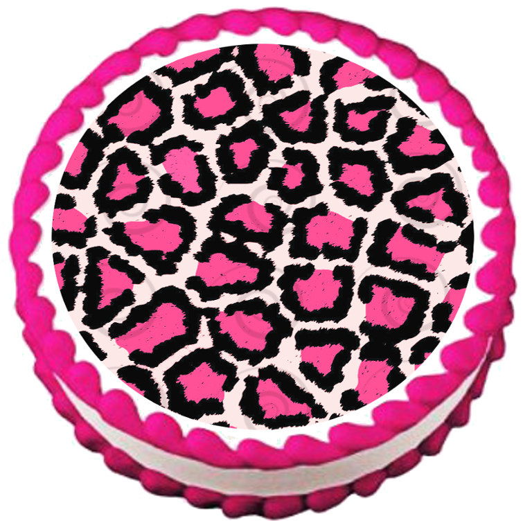 PINK LEOPARD CHEETAH Pattern Image Edible cake topper design | eBay