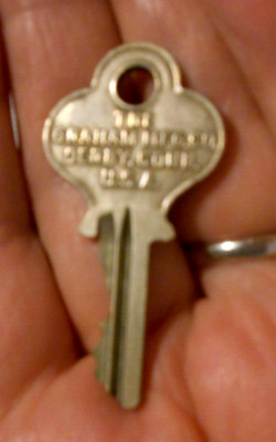Vintage Old Antique Graham MFG Co Derby Conn USA Brass Thick Key No ...