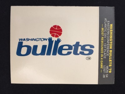 1979 Fleer NBA Basketball Washington Bullets Hi-Gloss Sticker Clean ...