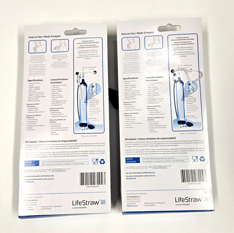 LifeStraw Personal Water Filter Hiking Camping Travel Emergency ...