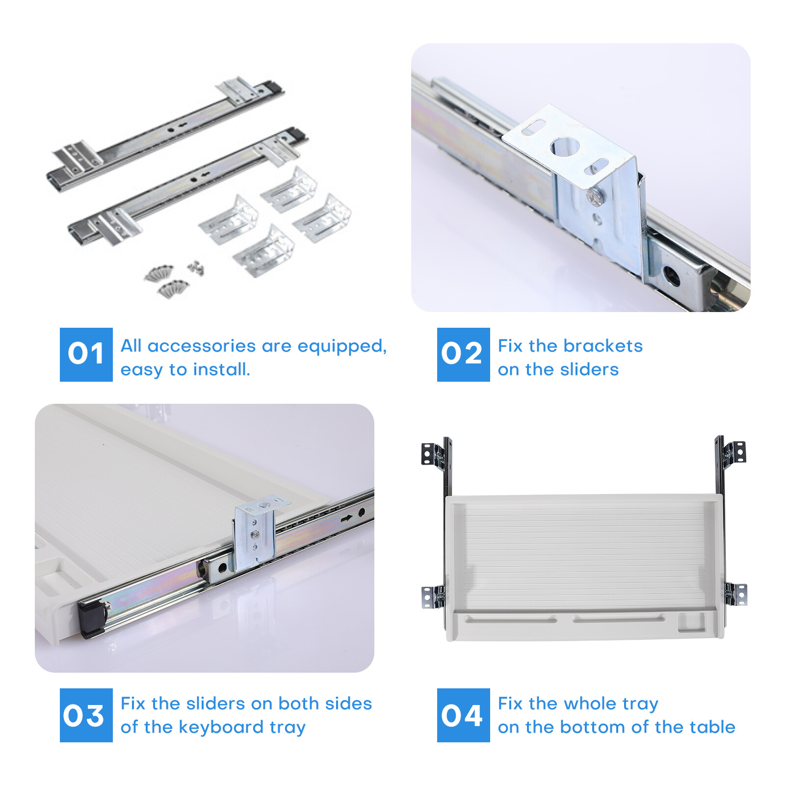 Undermount Sliding Keyboard Drawer Pull Out Keyboard Tray w/ Silent ...