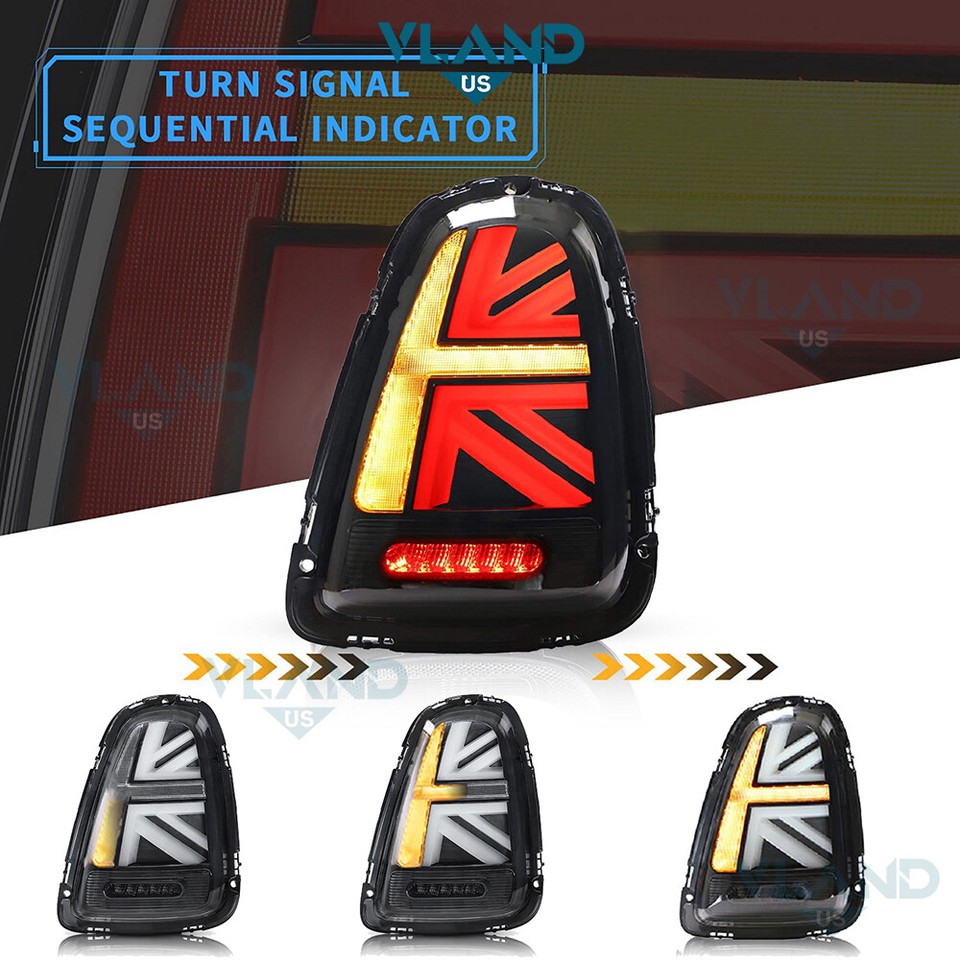 VLAND BLACK CLEAR FULL LED Tail Lights For 2007-2015 Mini Cooper R56 ...