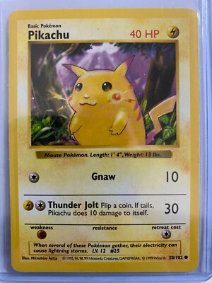 Pokémon Shadowless Base Set : Pikachu - 58/102 - Red Cheeks Card | eBay