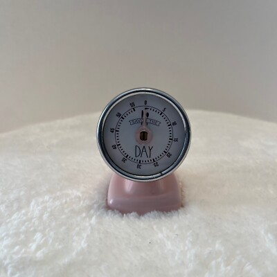 Manual Kitchen Timer "Savor the Day" MCM Style Pink and Chrome 3" T - 2 ...