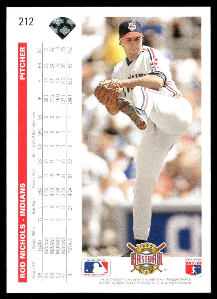 1992 Upper Deck #212 Rod Nichols | eBay
