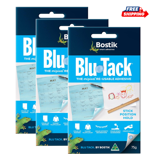 BOSTIK BLU TACK BLUTACK 75g RE-USABLE ADHESIVE PICTURE POSTER BLUTAK ...