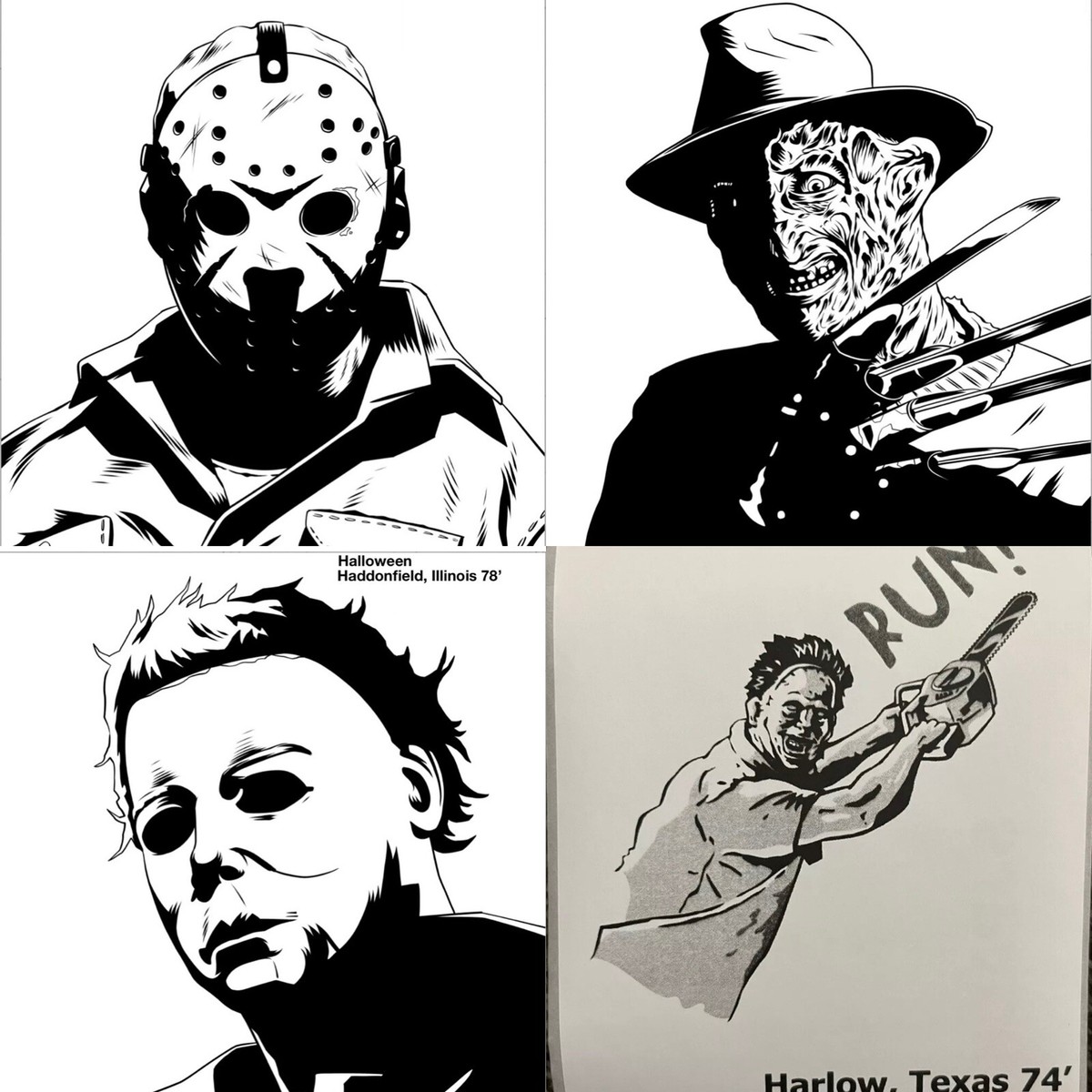 Jason Voorhees Outline Minimalist "Jason Voorhees" Tattoo BlackInk