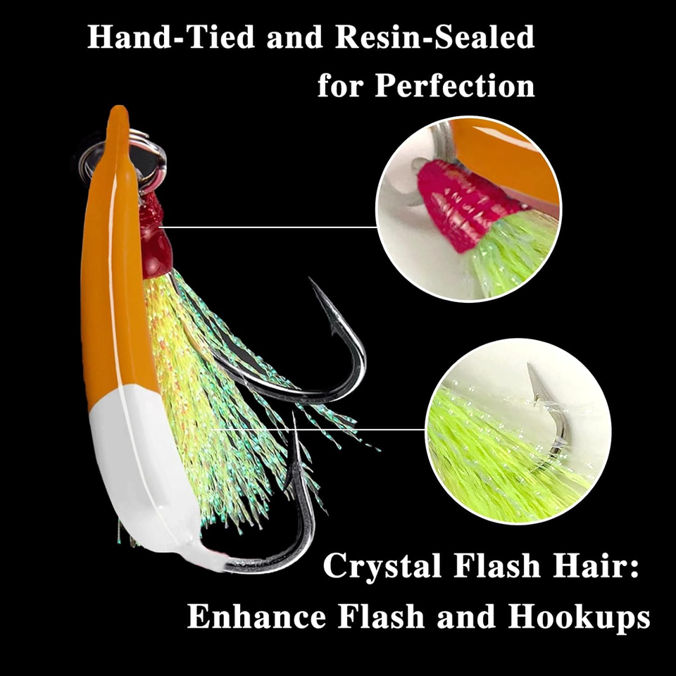 5 Pack Fishing Jig Heads, Swimbait Jigs Pompano Jigs with Teaser Hooks ...