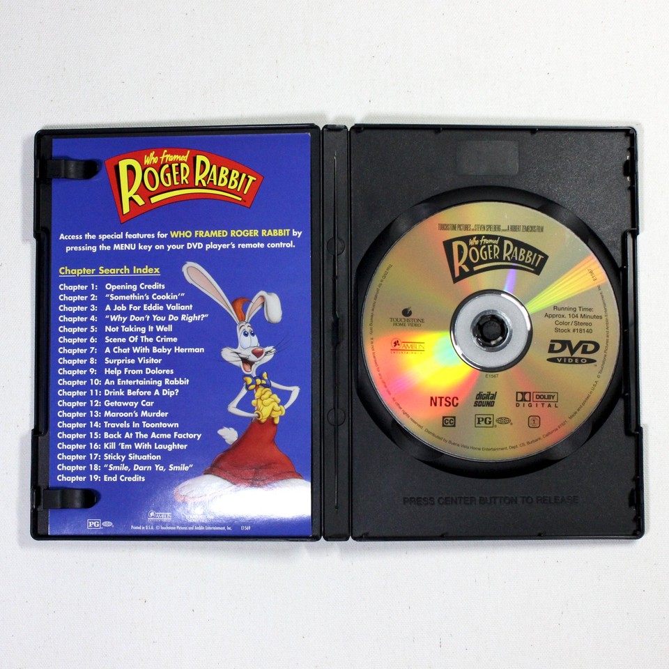 Who Framed Roger Rabbit (DVD, 1988) Alternate Cover Art, Mint & Like ...
