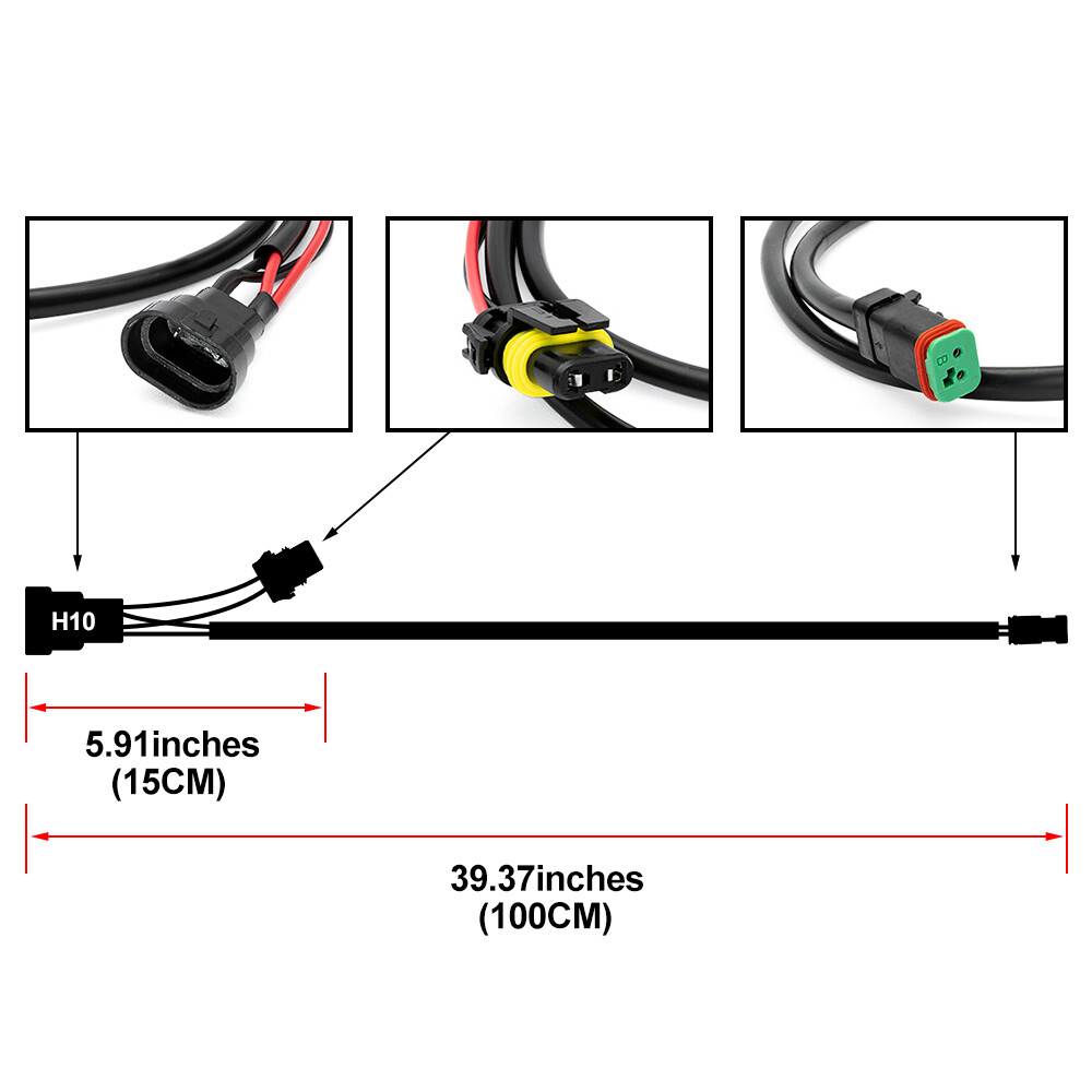 39''Y-Shape Dual Outputs 9145 H10 To Deutsch DT DTP Adapters Connector ...