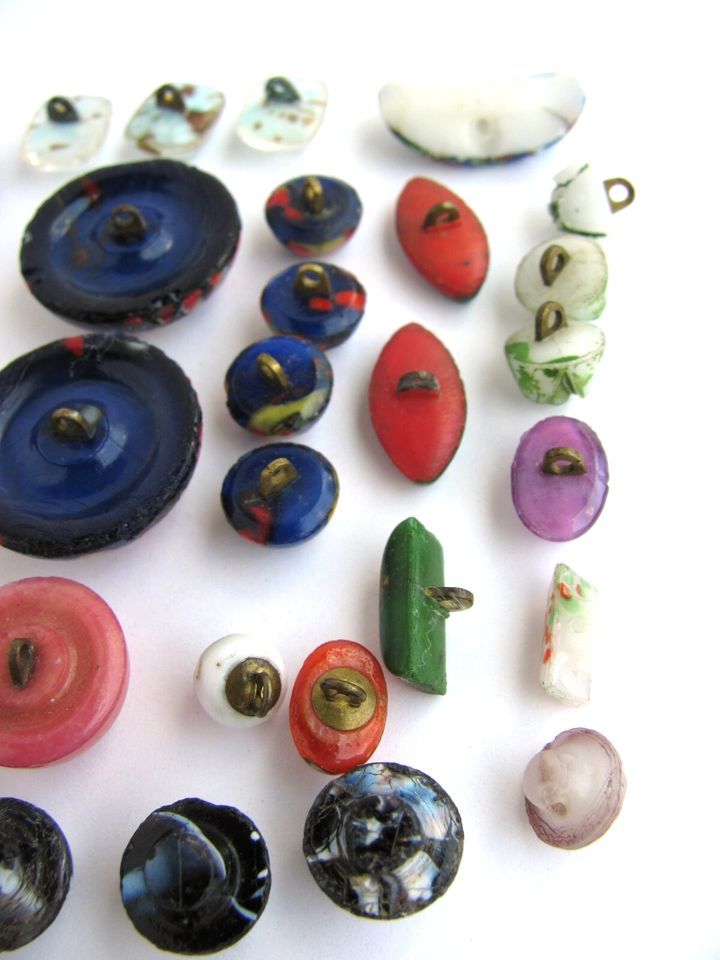 Lot of 40 Antique Glass Buttons Mostly LEO POPPER + Other Beautiful ...