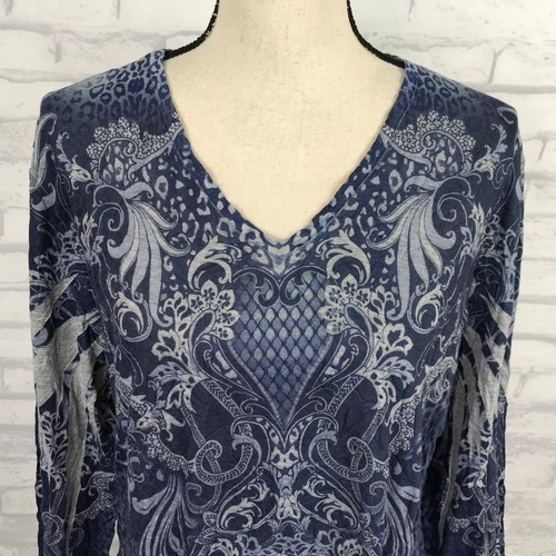 Jess & Jane Floral Tunic Top Shirt XL 3/4 Sleeve Lightweight Knit ...