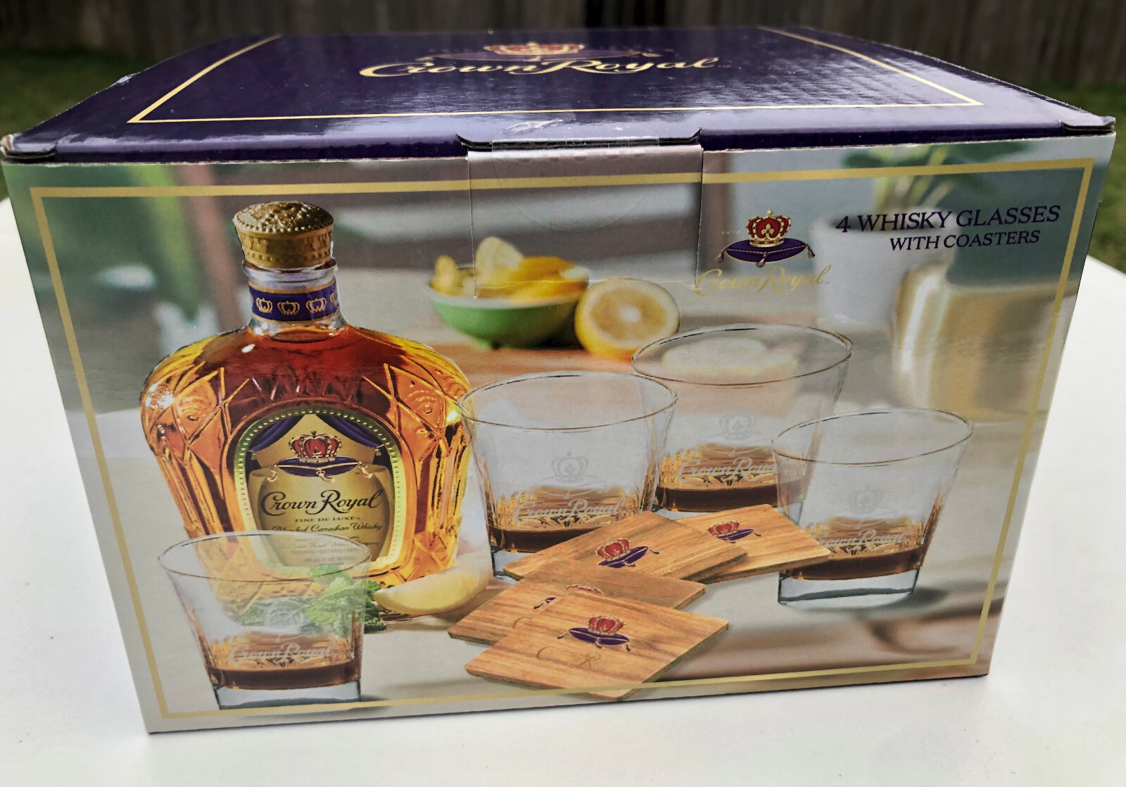Crown Royal 4 Whisky Glasses with Coasters New Sealed | eBay
