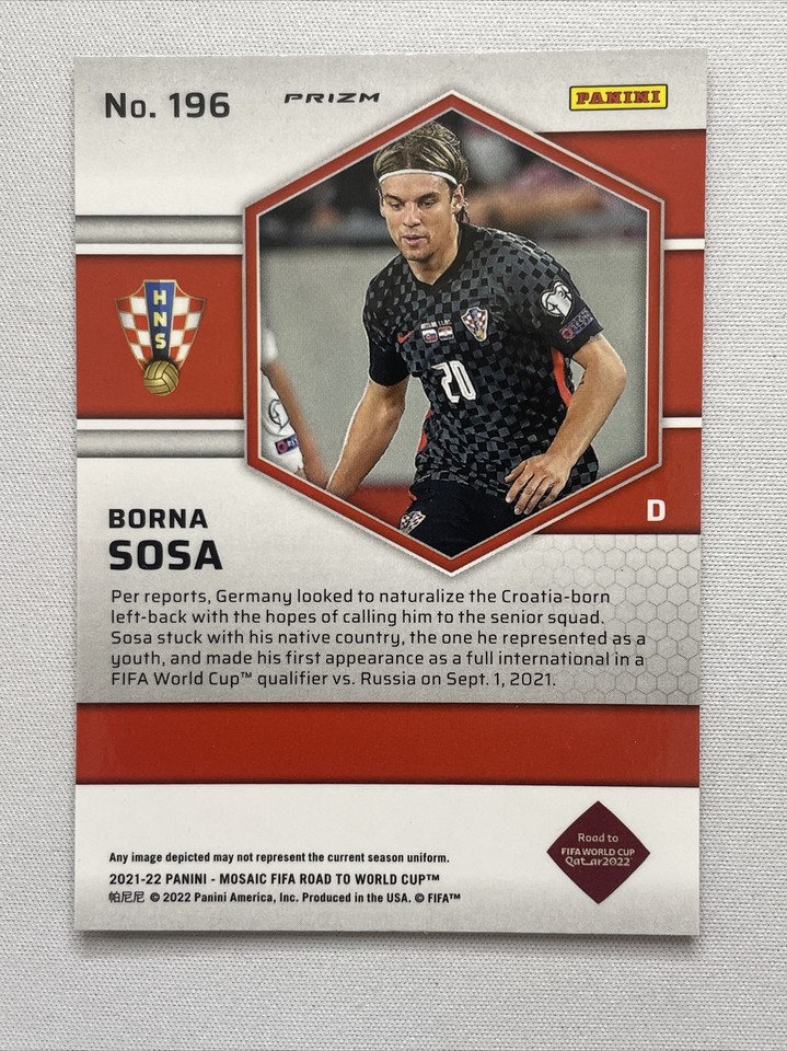 2021-22 Mosaic FIFA Road To World Cup Borna Sosa Orange floresent ...