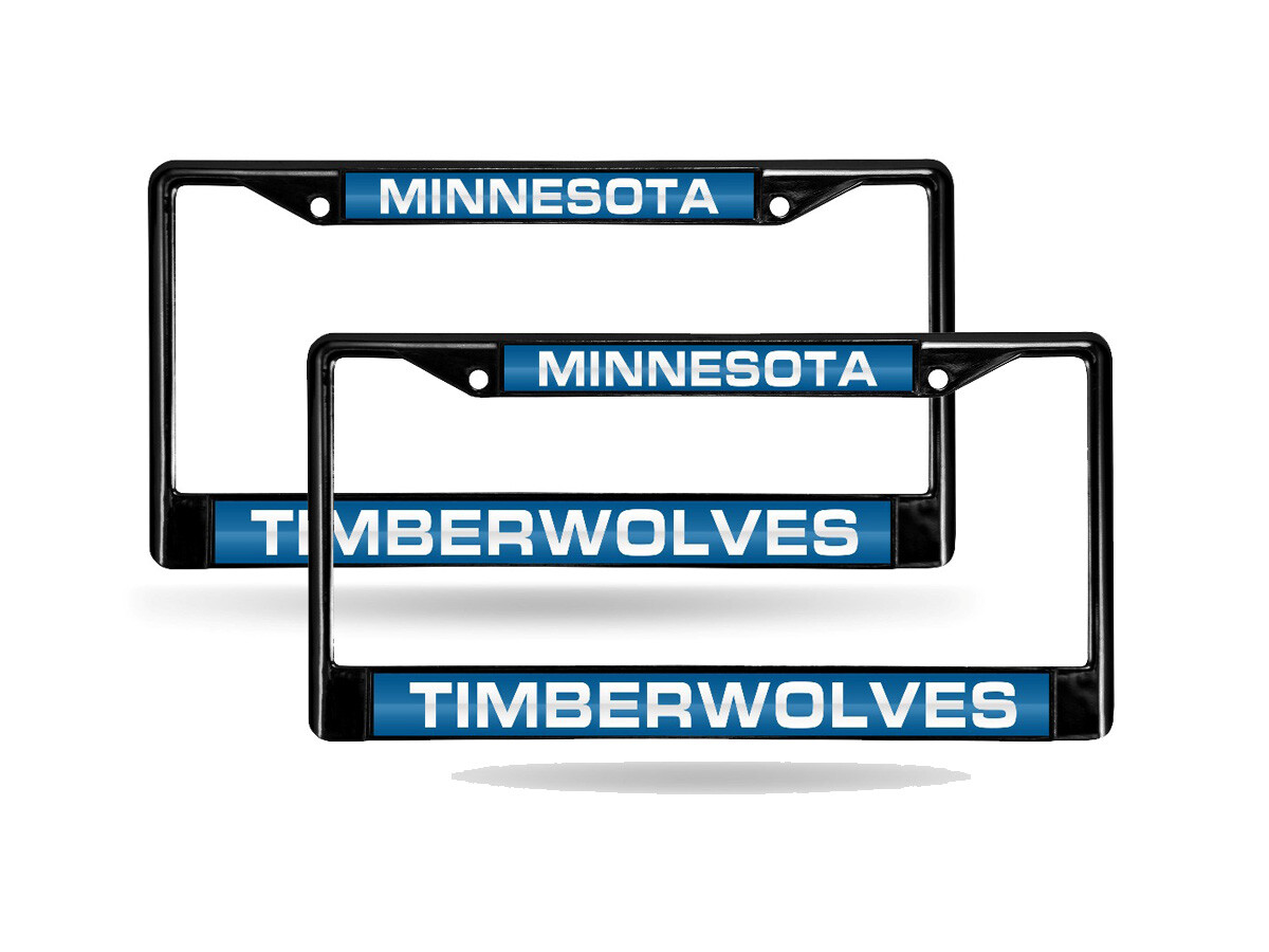Minnesota Timberwolves NBA Black Metal Laser License Plate Frame - Set ...
