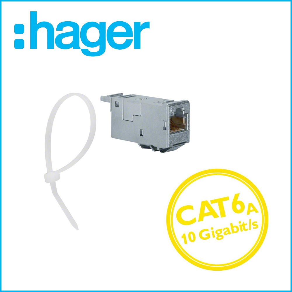 Hager Zubehör Kleinverteiler RJ45 Modul C6A universal 10GBit Ethernet ...