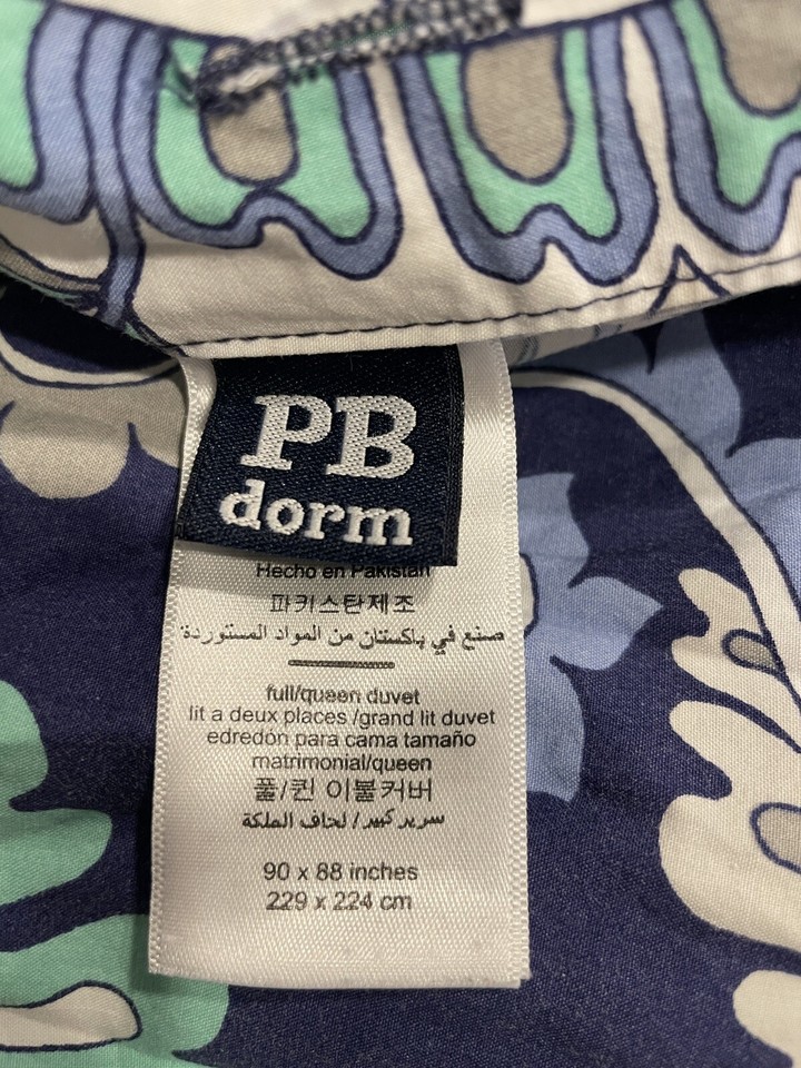PB Dorm Natalie Queen/Full Duvet Cover Bold Blue & Black Paisley print ...