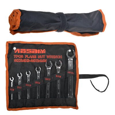 7PCS Flare Nut Spanner Set Brake Pipe Gas Fuel Spanner Double Open ...