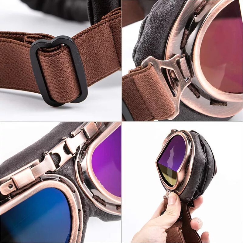 Vintage Copper Frame Steampunk Motorcycle Goggles Sunglasses Retro ...