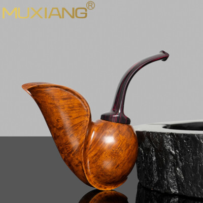 MUXIANG Briar Freehand Tobacco Pipe Handmade Wooden Swan Pipe Smooth ...