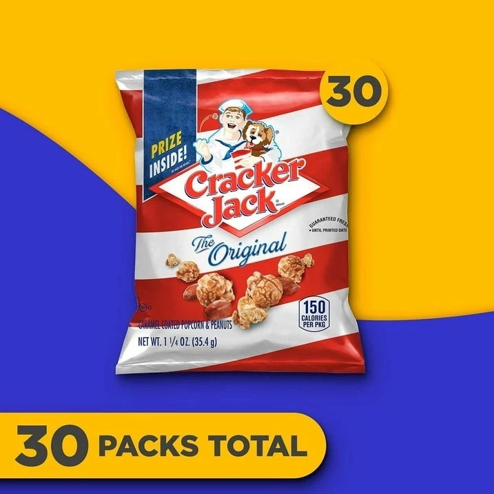 2 PACKS Cracker Jack Original Caramel Coated Popcorn and Peanuts 1.25 ...