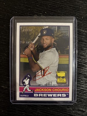 Jackson Chourio 2025 Topps Heritage Real One RED Auto /76 Rookie Cup ...