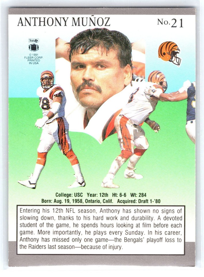 1991 Ultra #21 Anthony Munoz HOF Signed Autographed Card | eBay