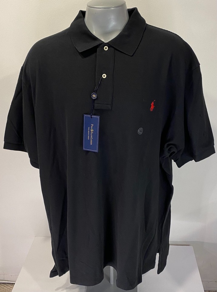 POLO RALPH LAUREN 3XB Big NWT Short Sleeve Black Big Polo Shirt Cotton ...