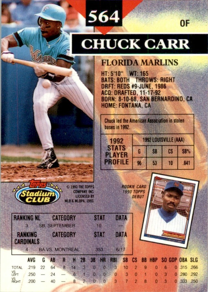 1993 Stadium Club MLB Chuck Carr #564 | eBay
