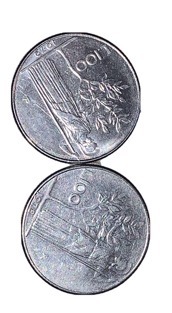 Italy Italian REPVBBLICA ITALIANA L.100 R COINS 1978:1979 #182 Lot (2 ...