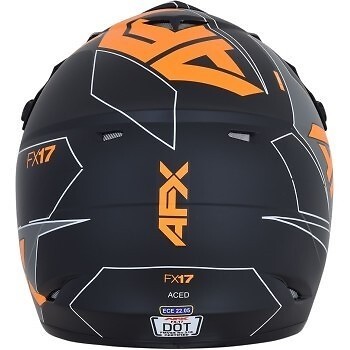 AFX FX-17 Helmet Offroad ATV Dirt Bike -Aced Matte Black/Orange Adult ...