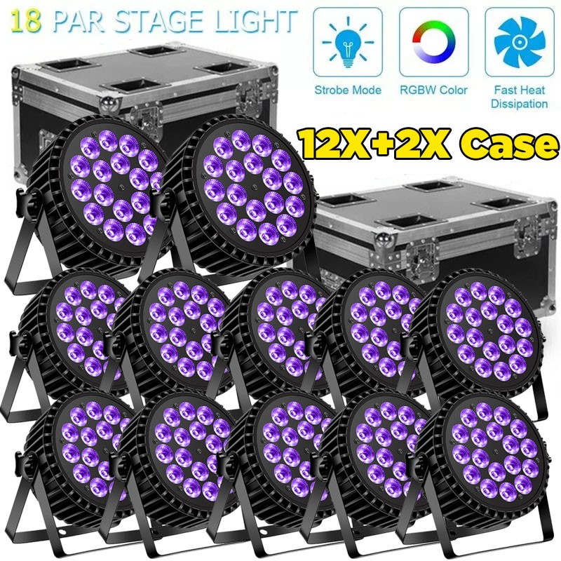 18LED Par Can Stage Lighting RGBW 270W Strobe Beam DMX DJ Disco Party ...