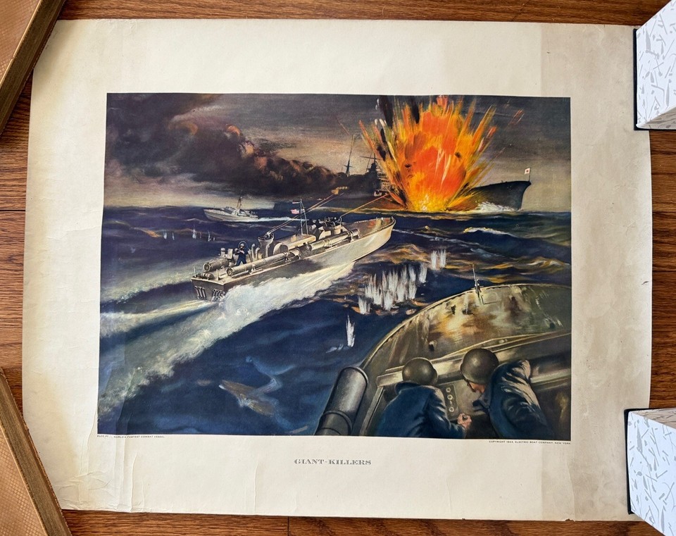Antique WW2 Electric Boat Company 'Giant Killers' Print Poster in ...