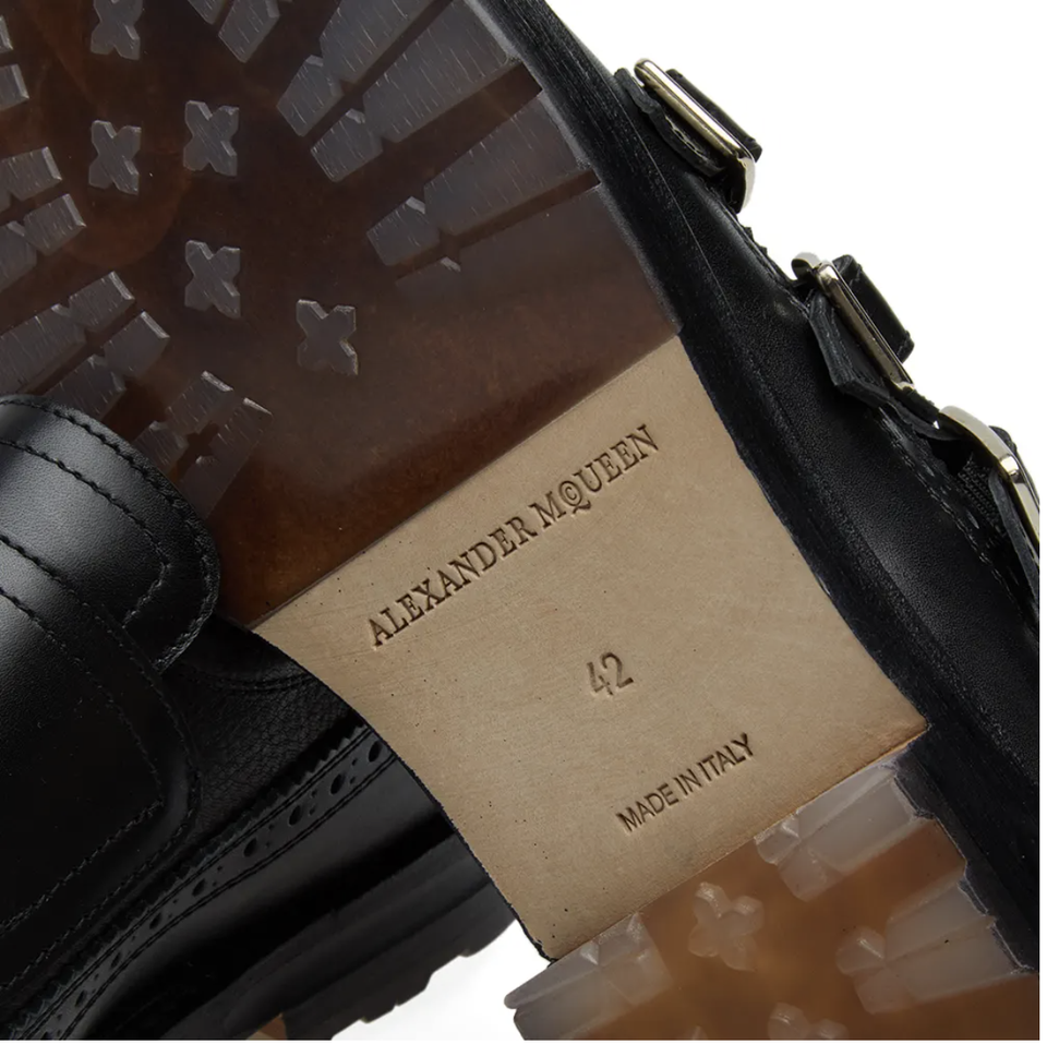 Alexander Mcqueen AMQ Monk Strap Derby Biker Brogue Chelsea Shoes 41.5 ...