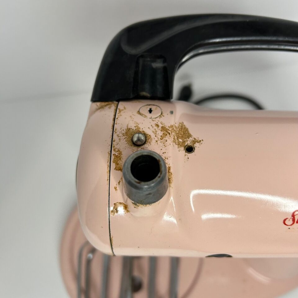 Vintage Sunbeam Mixmaster Pink 10 Speed Electric Mixer With Beaters ...