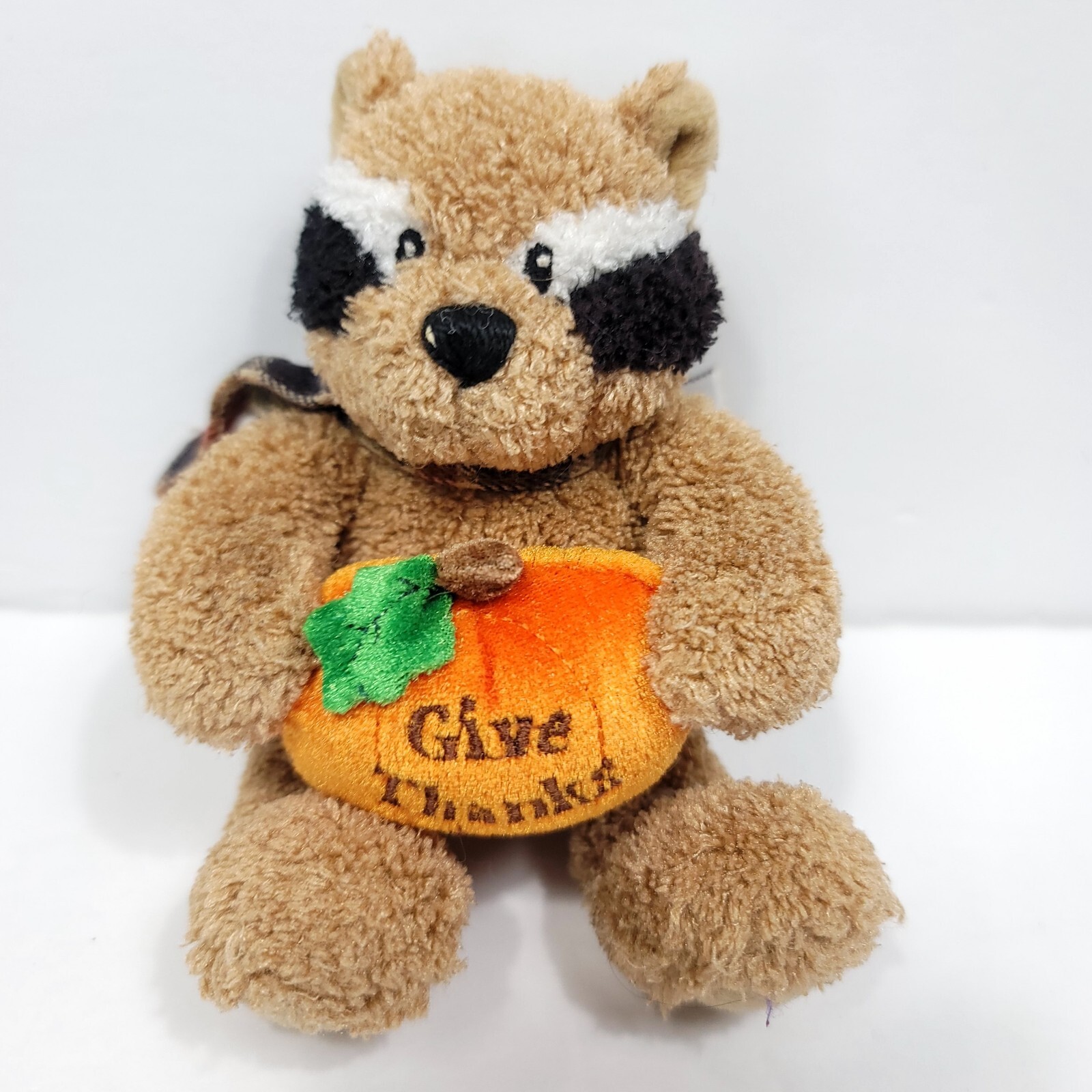 Give Thanks Thanksgiving Raccoon Holding Pumpkin Gund Plush Stuffed ...