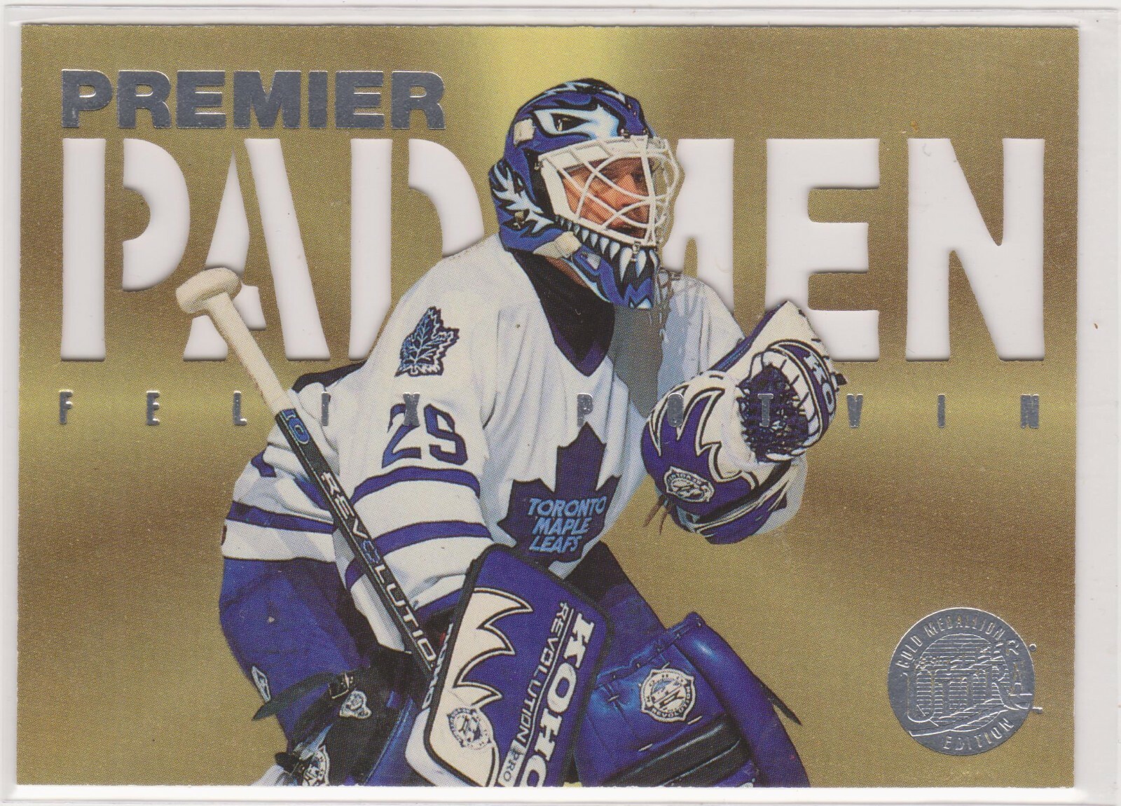 1995-96 Fleer Ultra Felix Potvin GOLD Medallion Premier Padmen Pad Men ...