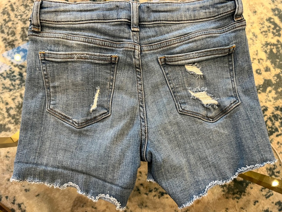 Sz 12 Warp + Weft Denim Blue Shorts Ripped Cut Off Adj Waist EUC | eBay