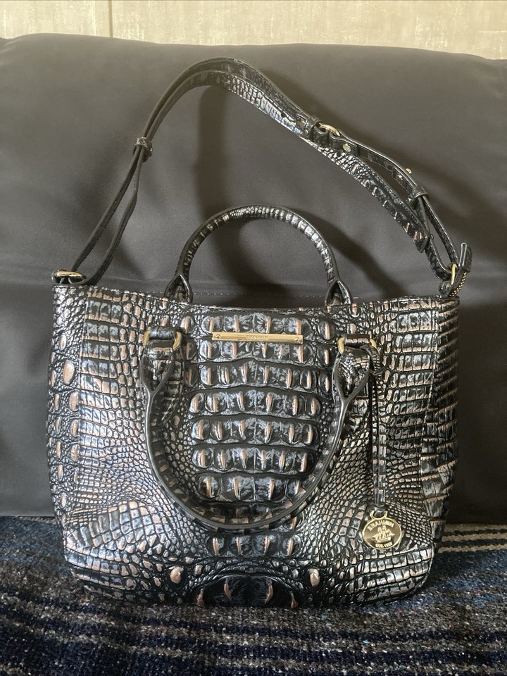 Brahmin Lena Crossbody Melbourne Asher Handbag Gunmetal Leather Purse ...