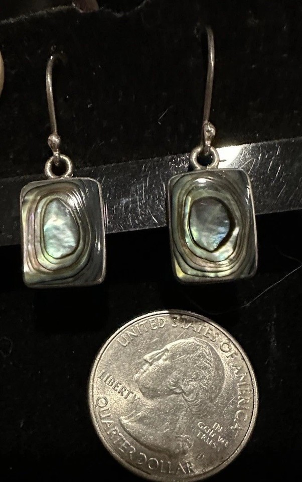 Vintage Sterling Silver Artisan Western Abalone Shell Drops Earrings ...