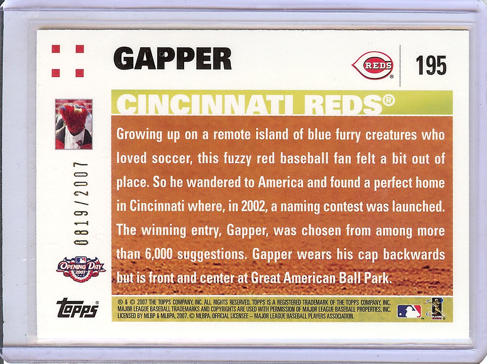 Gapper 2007 Topps Opening Day Gold #'D/2007 #195 | eBay