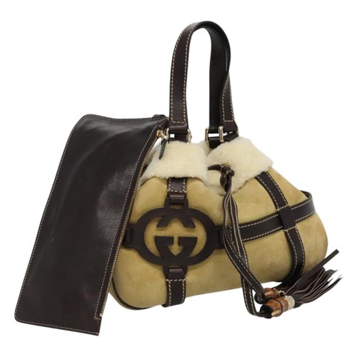 GUCCI Shoulder Bag Mouton Beige Auth 114367 | eBay