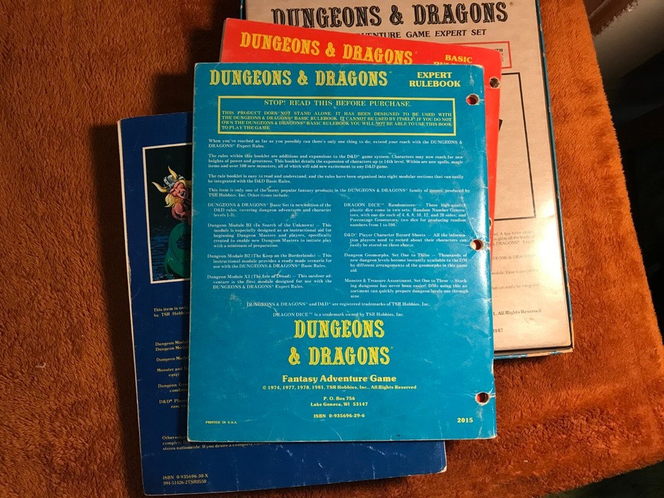 Dungeons and Dragons EXPERT Box Set TSR RPG 1012 basic d&d 1981 1st pr ...