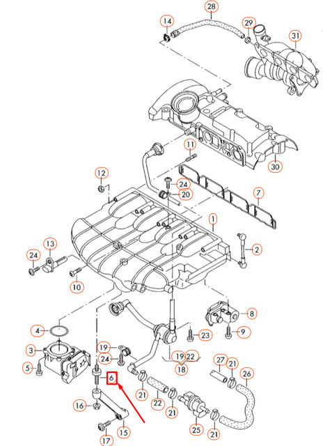 AUDI A1 MK1 INTAKE MANIFOLD BONDED RUBBER BUSH 06F121273A ORIGINAL for ...