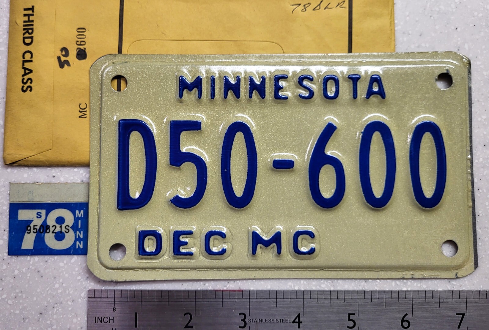 1978 Minnesota Motorcycle Dealer License Plate Tag #D50-600 ** New-Old ...