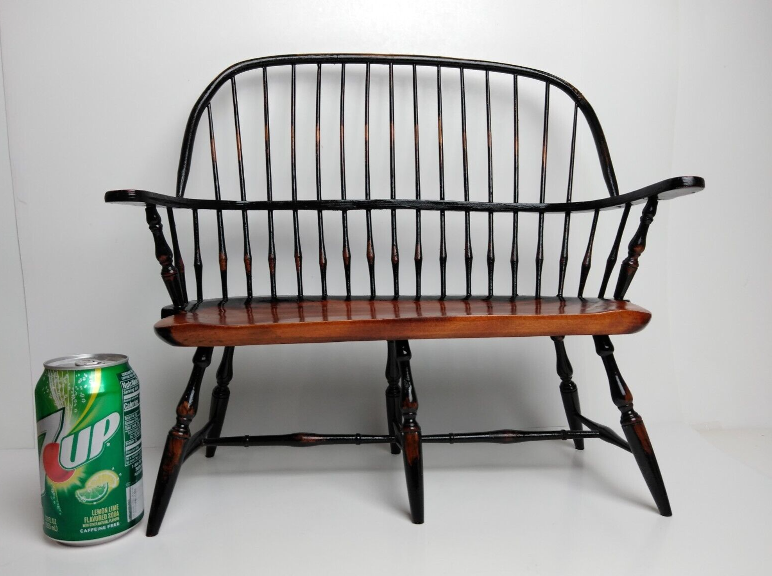 World Bazaar Inc. American Colonial Spindle Back Doll Size Wooden Bench ...