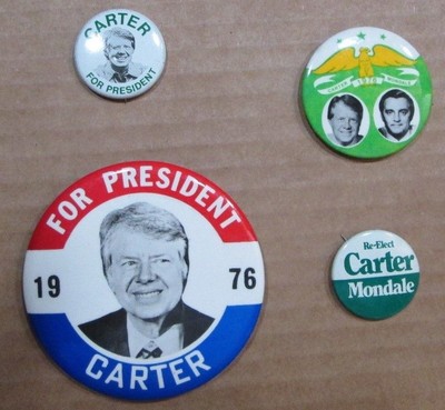 VINTAGE LOT OF 4 DIFFERENT JIMMY CARTER FOR PRESIDENT PINS / BUTTONS ...